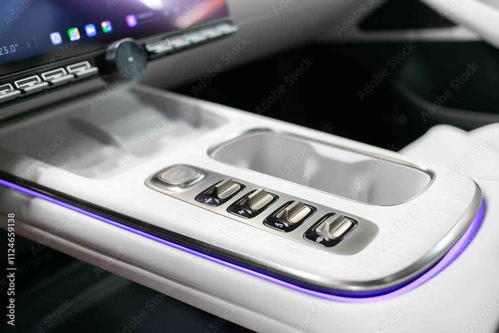 Xiaomi SU7 car from the China brand. Luxury car interior, steering ...