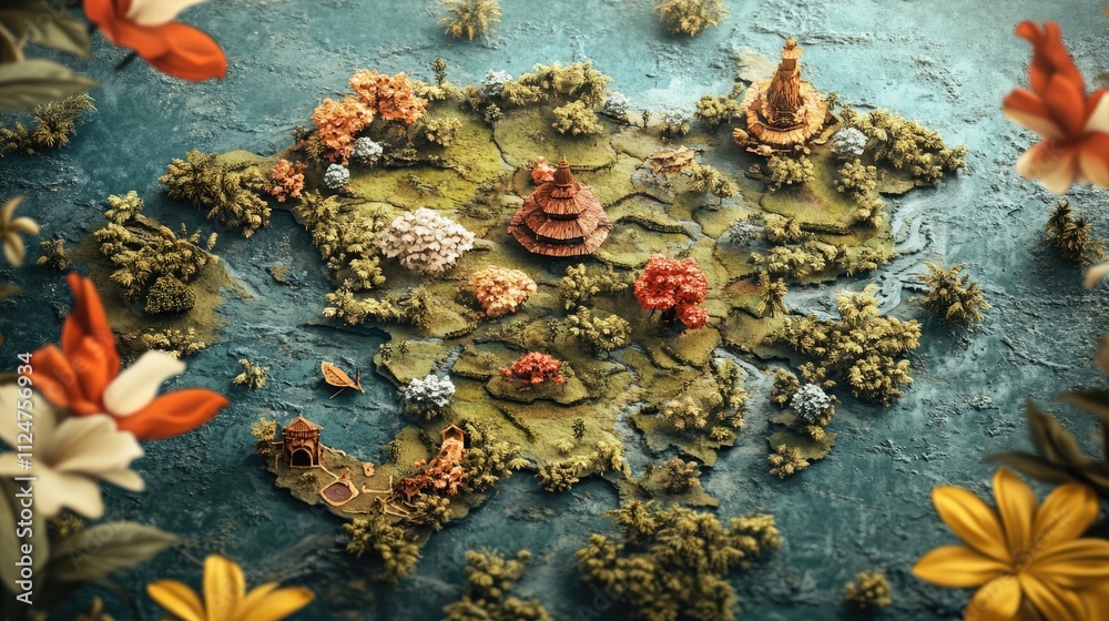 An artistic depiction of Assam's map surrounded by elements ...