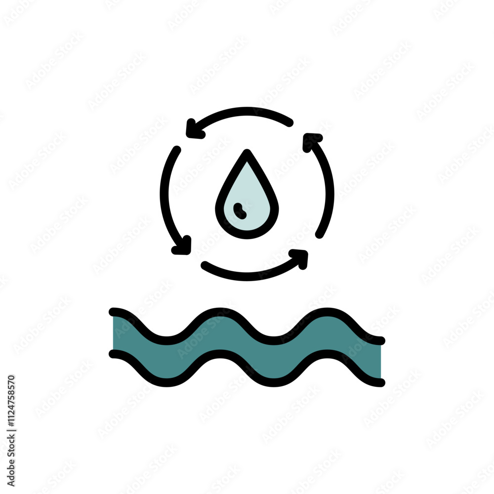 Filter water line icon. Osmosis and desalination. Filtration process ...