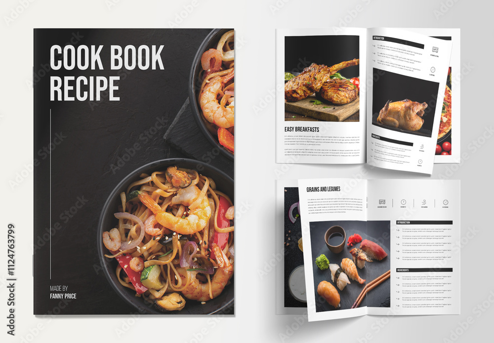 Cookbook Layout Stock Template | Adobe Stock