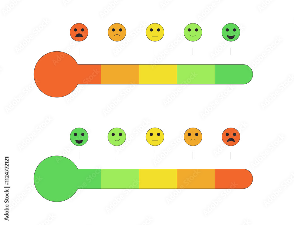 Emotion scale thermometers set. Mental health tool. Stress level ...
