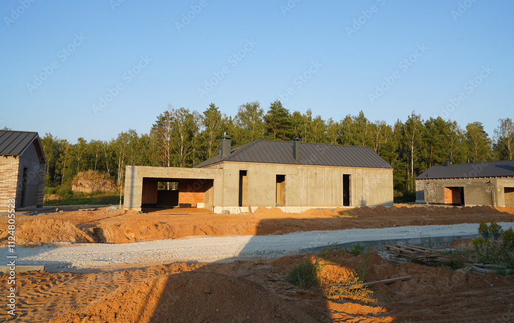 Foto de Suburban house Construction. Villa construction. New house ...