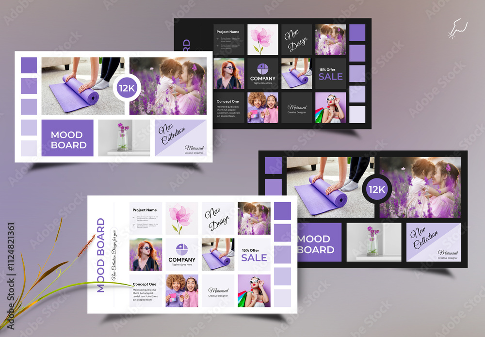 Collages & Moodboard Presentation Layout With Dark & Light Accents ...