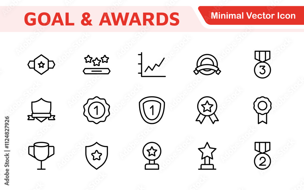 Goal & Awards Icon Set. A motivational collection of icons designed to ...