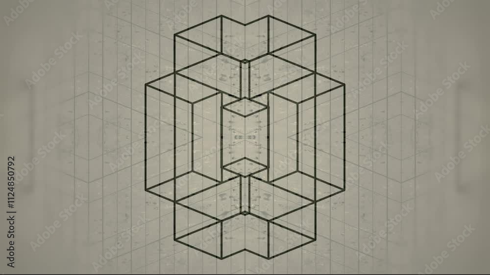 Minimalist digital seamless loop animation with a symmetrical ...