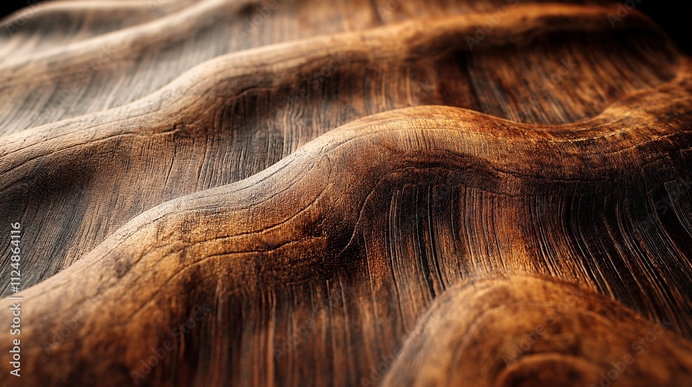 Wavy wood texture creating a mesmerizing pattern with warm brown hues ...