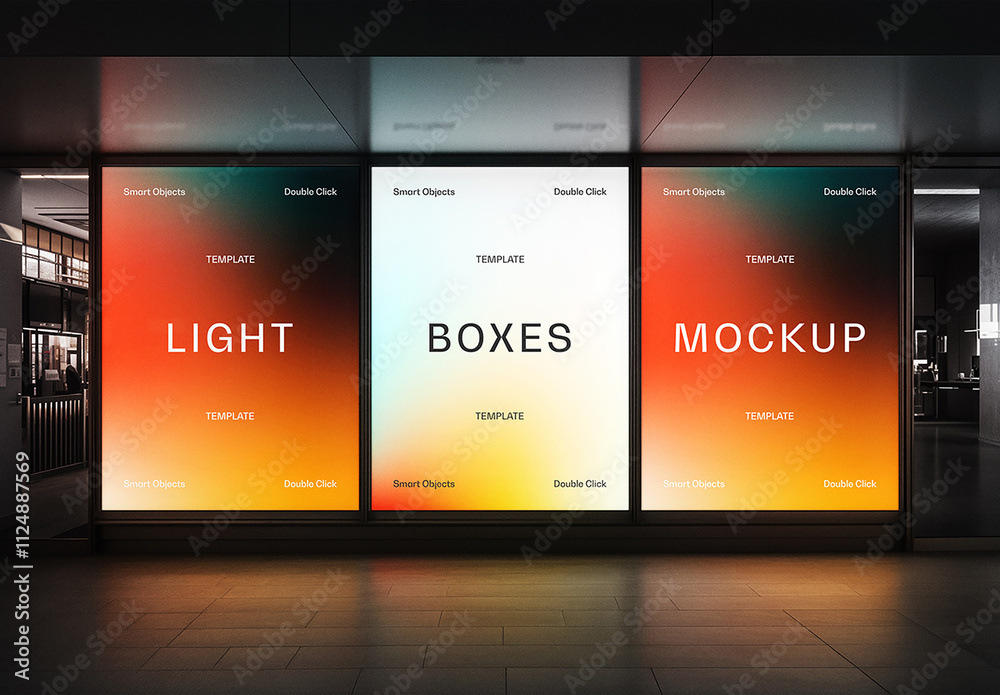 3 Lightbox Banners Mockup With Generative AI Stock Template | Adobe Stock