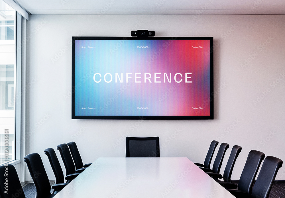 Meeting Room Screen Mockup With Generative AI Stock Template | Adobe Stock