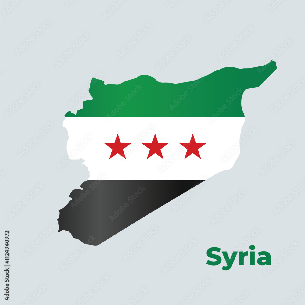 Poster Map of Syria with Syrian Flag Colors and Three Red Stars – Wall ...