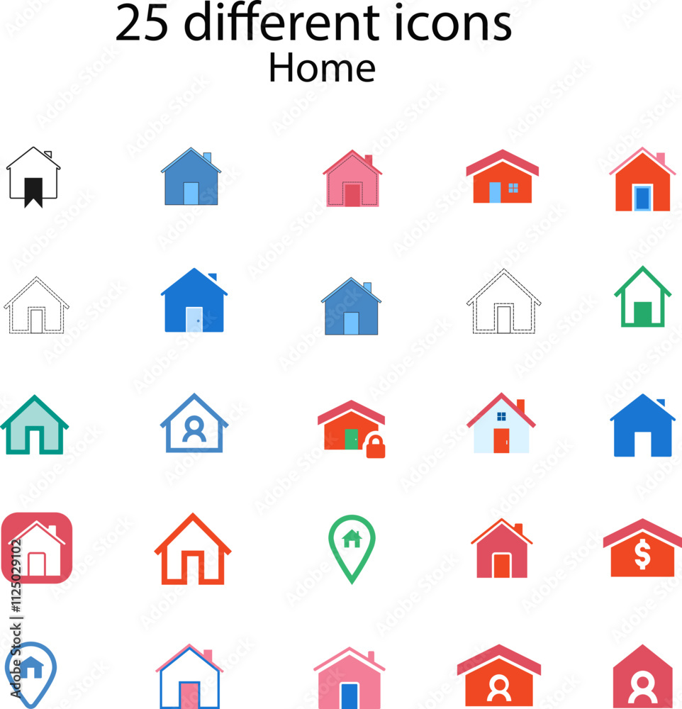 Home icon set with 25 different home ringing icons for iOS.Contains ...