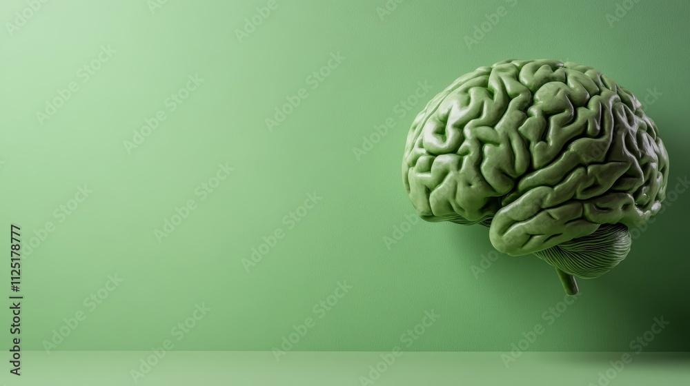 A realistic brain model in green displayed prominently with a matching ...