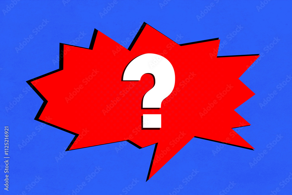 FAQ and answers. Question mark on paper red comic chat bubble on blue ...