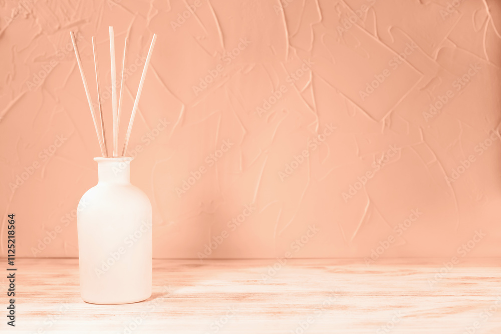 Perfume for home. Aromatic reed diffuser in on Mocha brown background ...