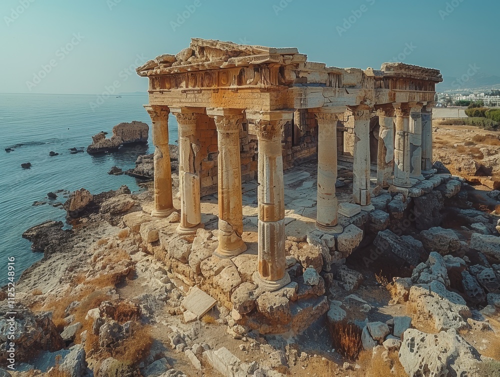 Ancient Greek Temple Ruins by the Sea Coastal Archaeology History ...
