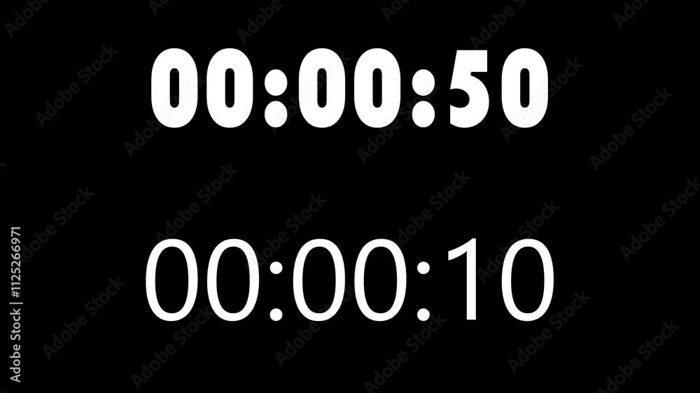 60 sec digital clock animation from up and down. 1 minute counts clock ...