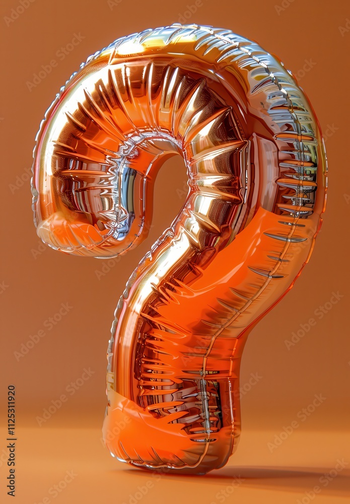 Question Mark Balloon: A shiny orange foil balloon in the shape of a ...