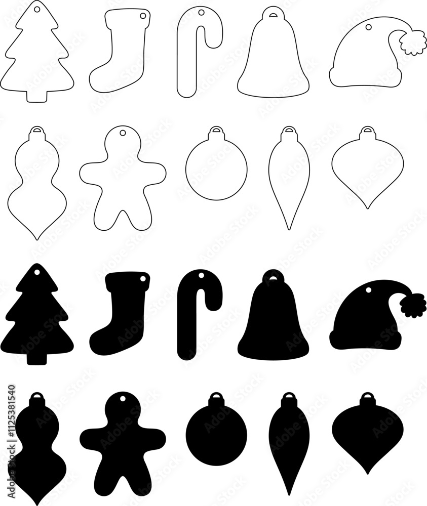 Christmas Gift Tag Label Templates Clipart Set with Tree, Stocking ...