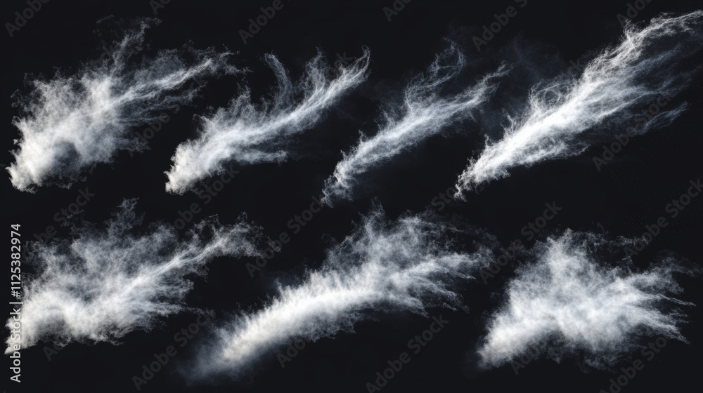 Dust clouds motion. Smoke speed animation vector. Comic steam puff ...