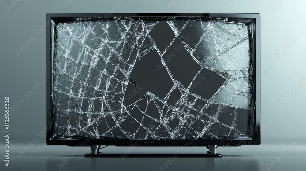 Broken tv set isolated on transparent background. Flat television with ...