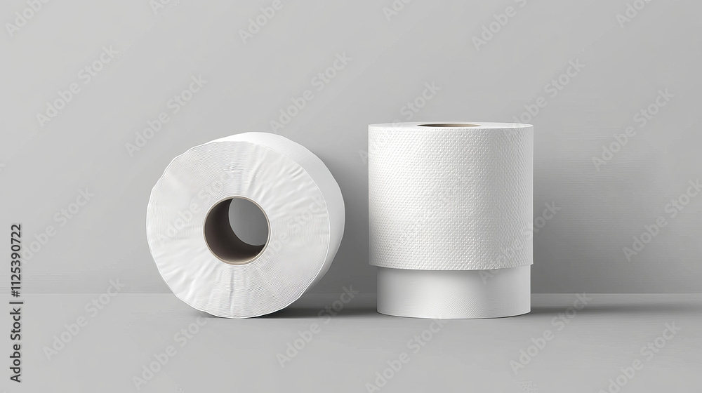 White toilet paper or hygiene tissue roll mock up. Realistic vector set ...