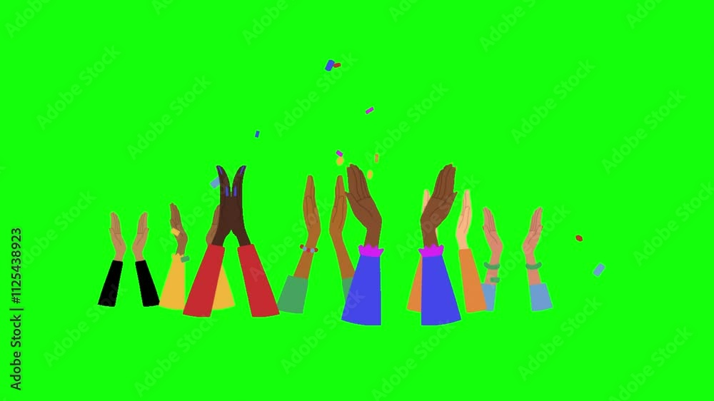 Cartoon background silhouette crowd people hand clapping waving concert ...