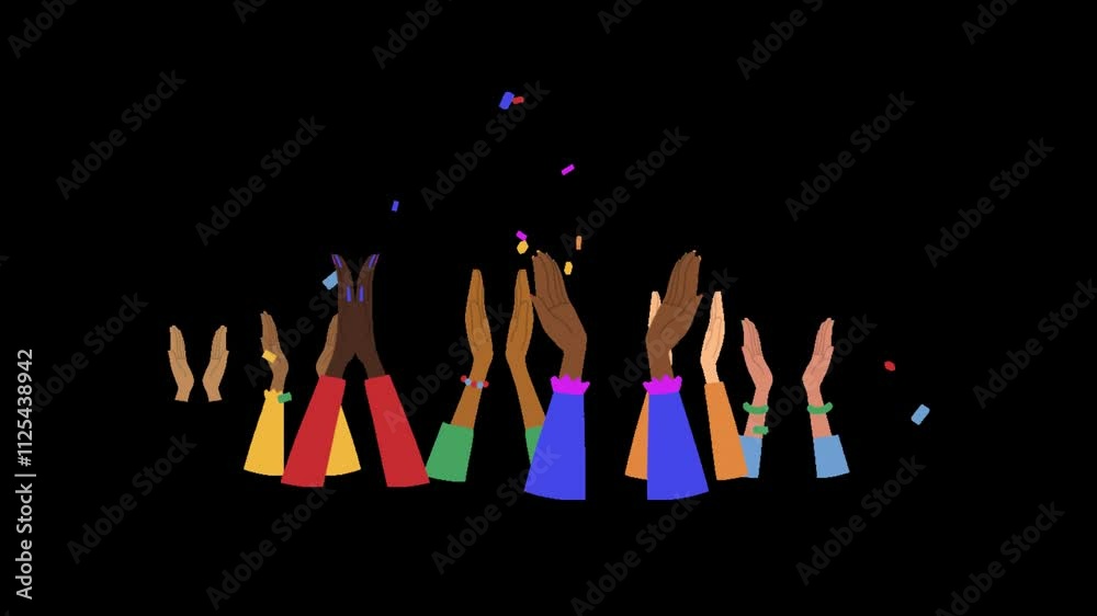 Cartoon background silhouette crowd people hand clapping waving concert ...