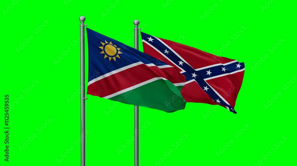 Confederate States Army and Namibia flags flying together, video ...