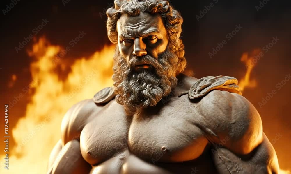 Zeus - God of Thunder: A close-up of a powerful, imposing statue of ...