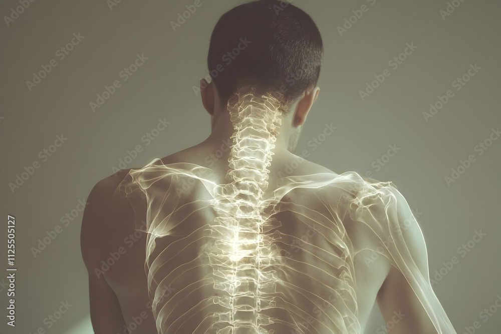 Highlighted spinal anatomy: vivid depiction of back pain and posture ...