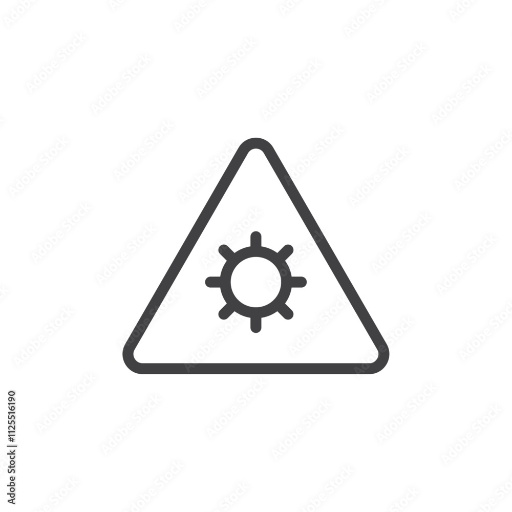Poster Sun with a warning triangle icon Vector logo outline – Wall Art ...
