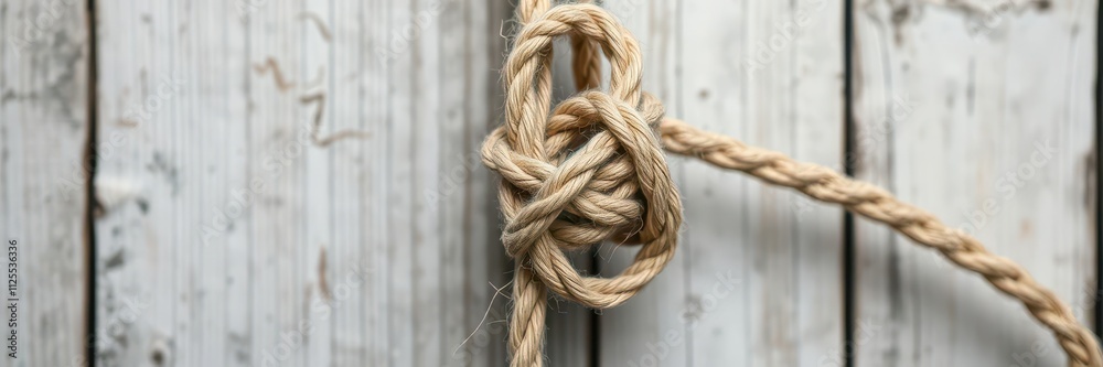 Tangled and knotted string rope under intense pressure, showing signs ...