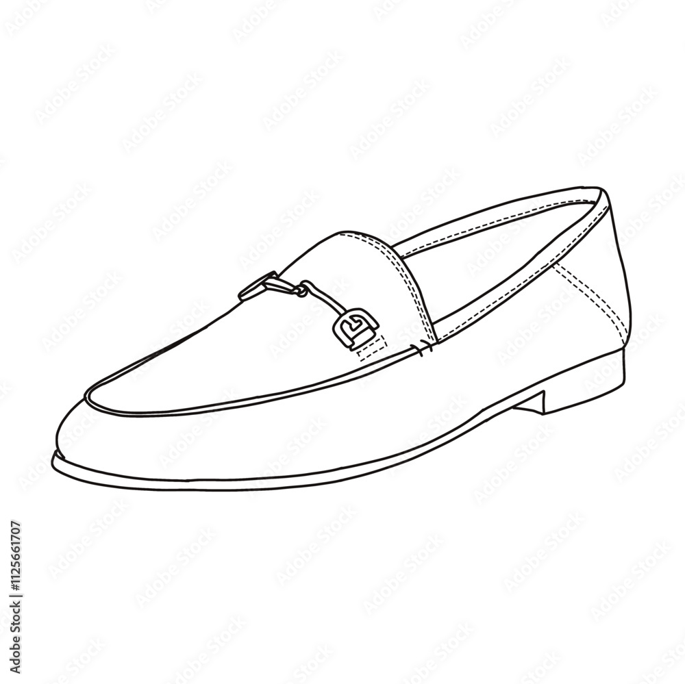 Women's Loafers Flat Slip On Shoes Line art, Technical sketch hand ...