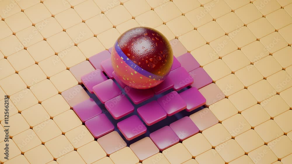 Loop 3d animation of abstract art. A multicolored translucent sphere ...