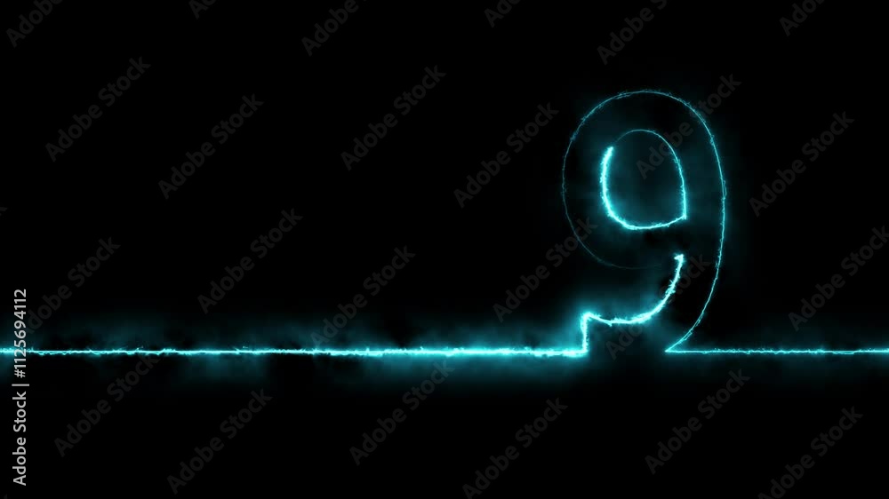 number nine. Animation Neon light Number 09. Neon Glowing Symbol Neon numbers 9 glowing on an ...