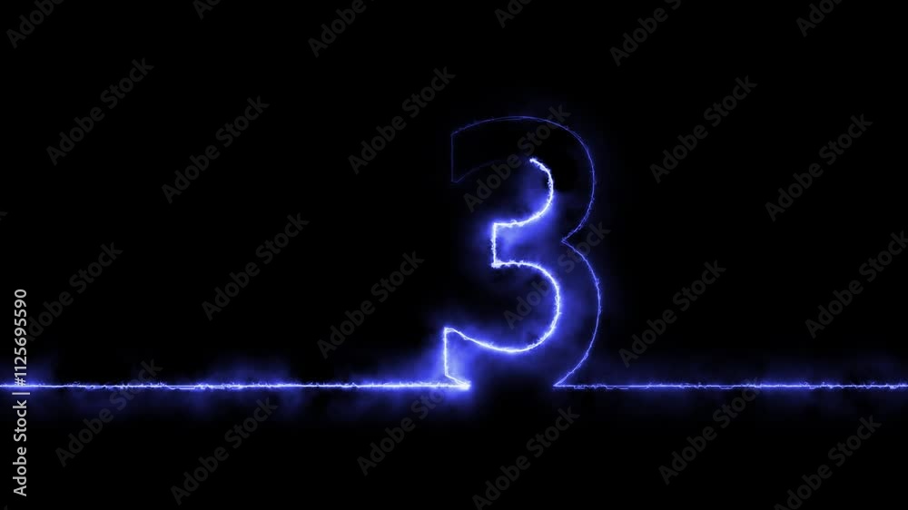 number Three. Animation Neon light Number 03. Neon Glowing Symbol Neon ...