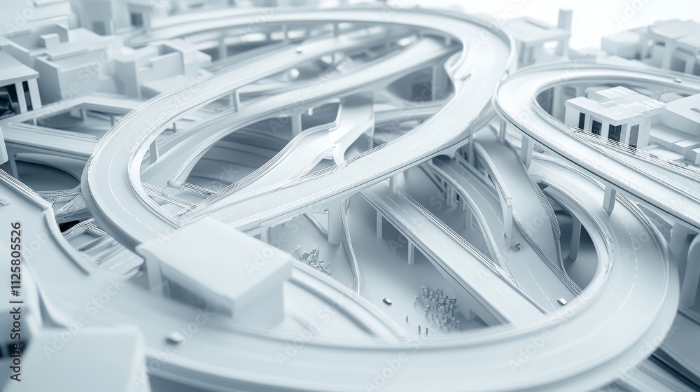 Abstract 3D Rendering of a Complex Urban Highway Network with ...