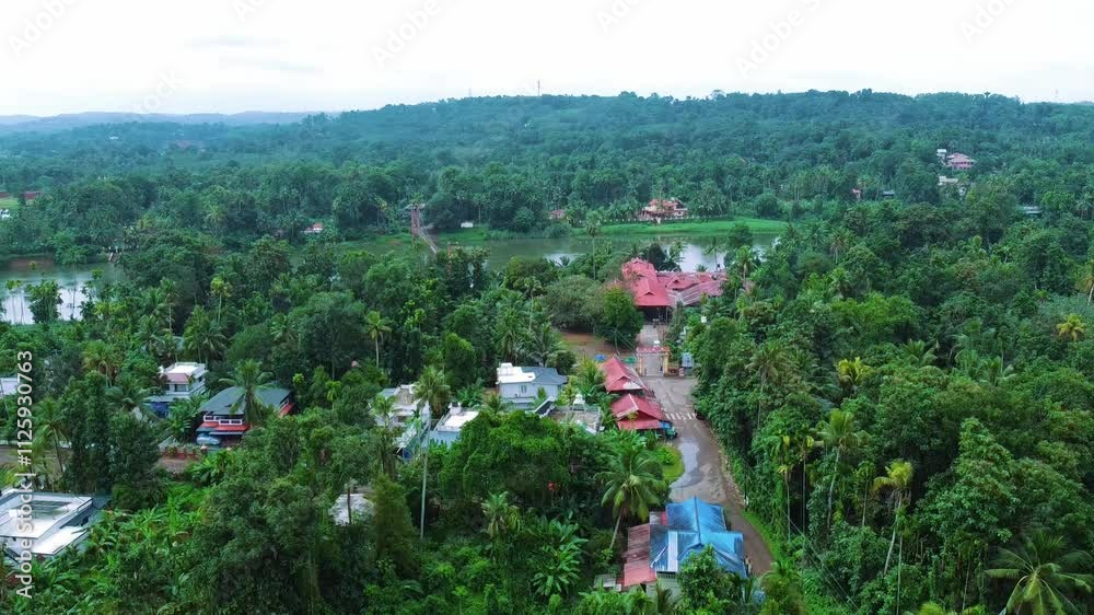 Kerala beauty ,Areal view of Village, Temples are symbols of Kerala's ...