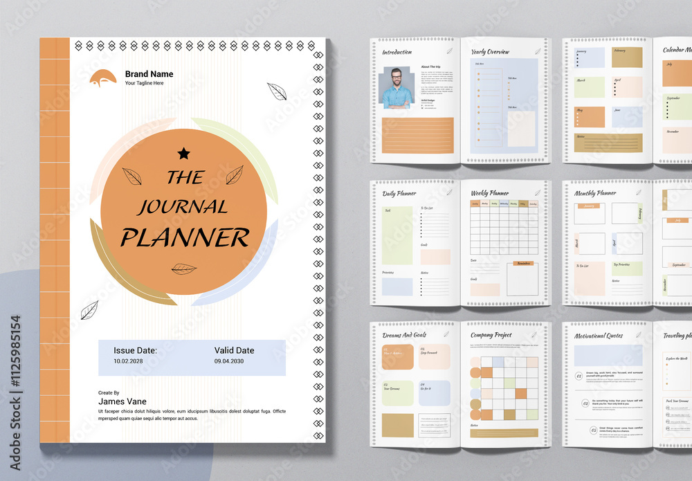 The Journal Planner Layout Stock Template | Adobe Stock