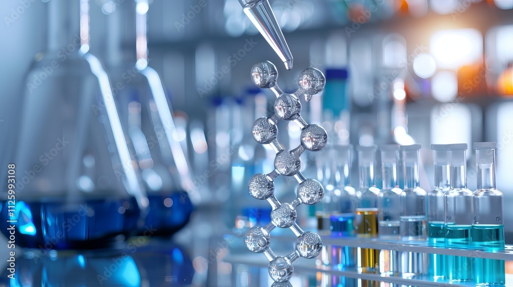 Scientists conducting biotechnology experiment in laboratory: analyzing ...