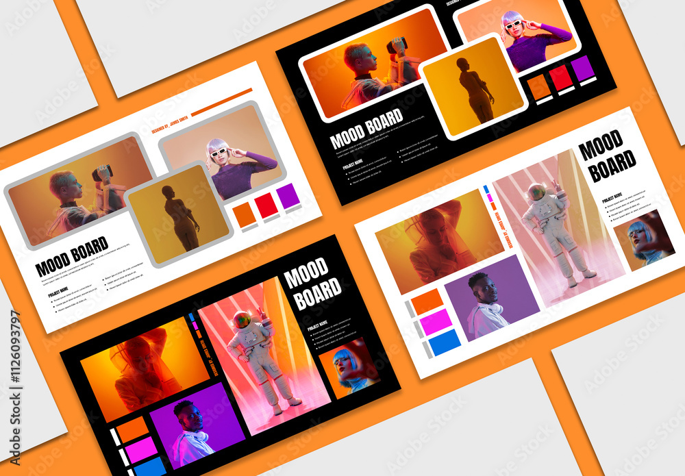 Box Style Project Moodboard Layout Stock Template | Adobe Stock