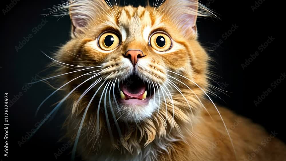 video of surprised shocked funny cat with open mouth, emotional ...