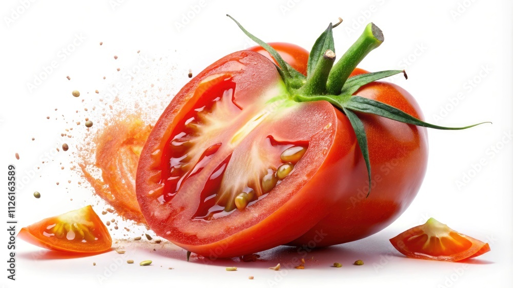 Smashed Tomato Slice, Food Photography, High-Resolution Image, Red ...