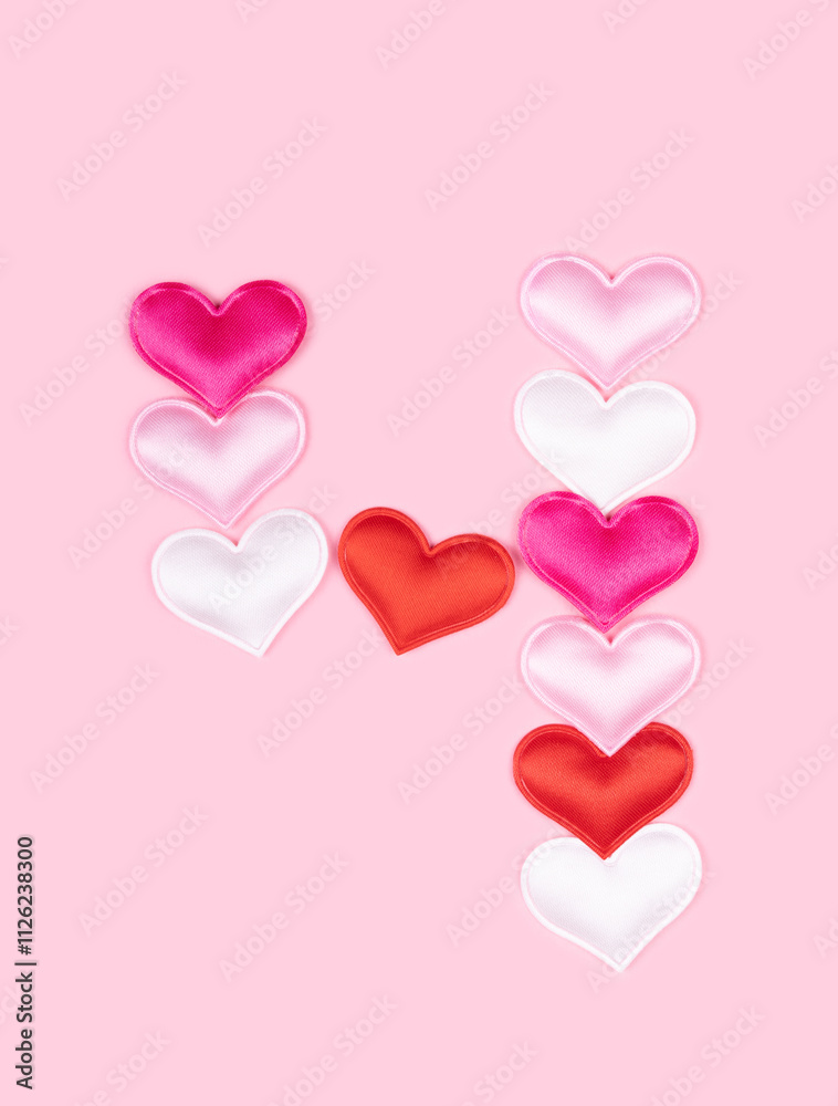 Number 4 four made of glossy atlas hearts isolated on solid pink ...