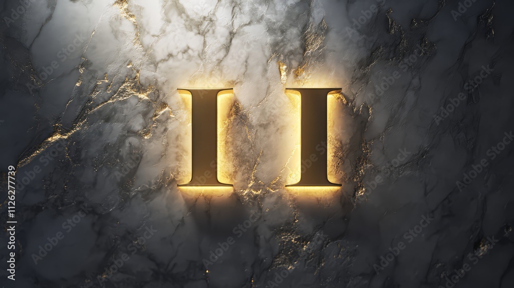 Roman Numeral II: Illuminated Roman numeral II glows on a textured ...