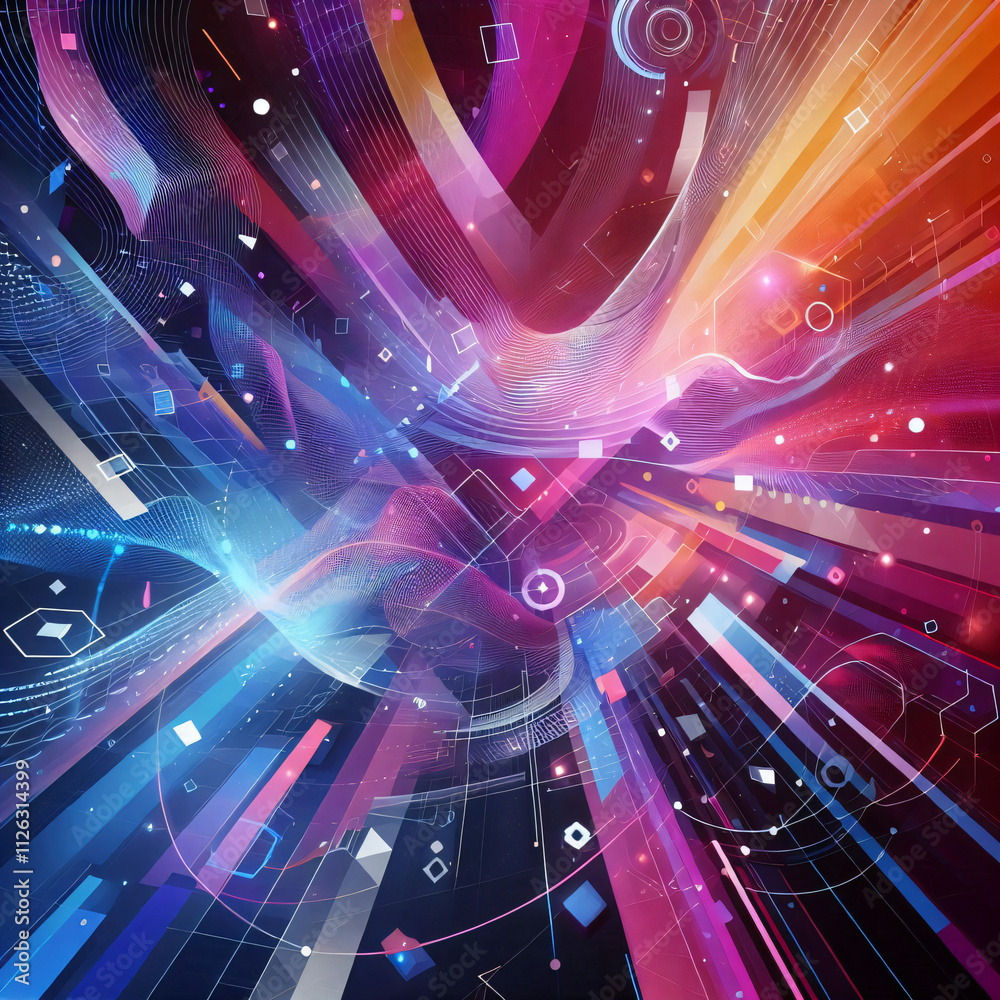 Futuristic technology abstract background with waves for network, big ...
