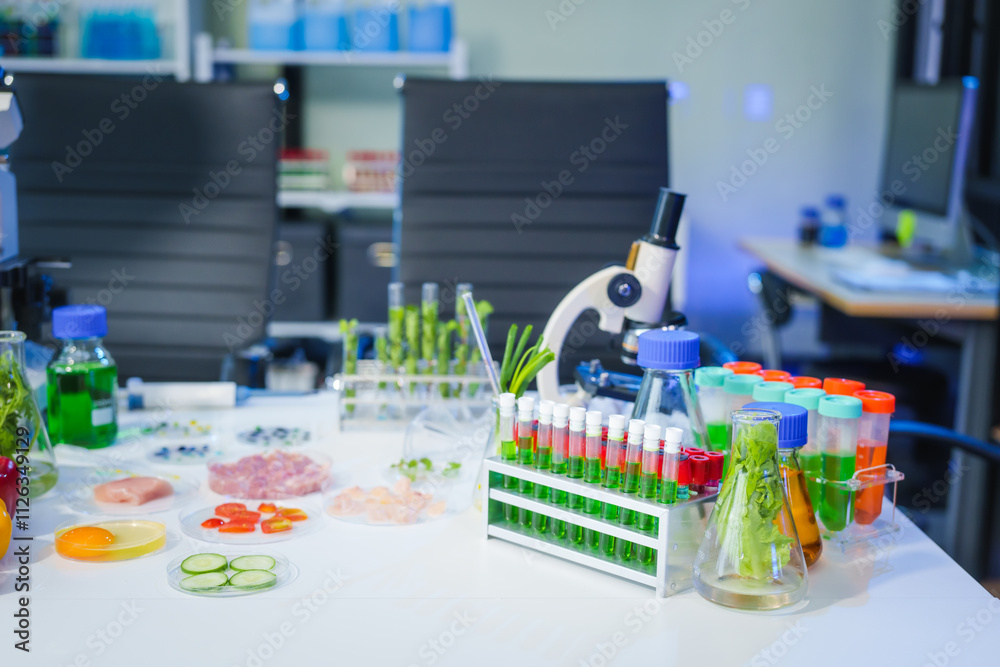 A modern research lab focused on plant genetic engineering, enhancing ...