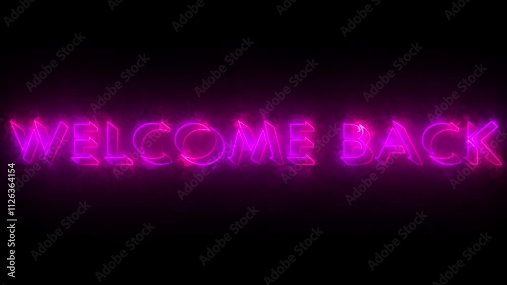 4K neon glowing Welcome back on dark BG. Animated Welcome back for ...