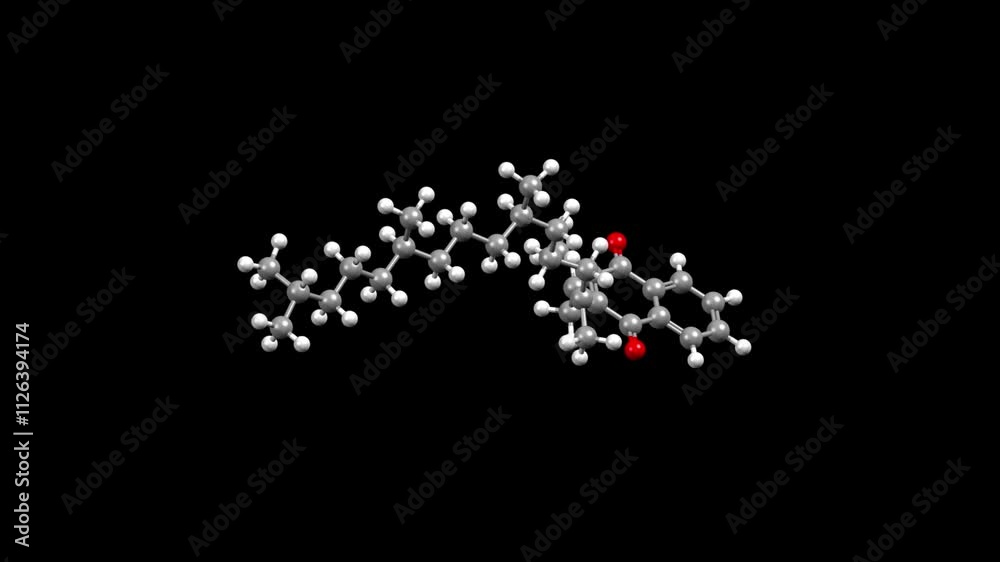 Structure of vitamin K1 (phylloquinone). Animated 3D ball-and-stick and ...