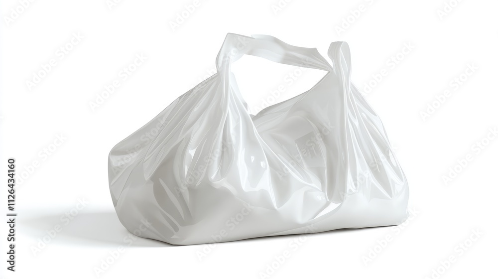 White plastic shopping bag isolated on a bright white background ...