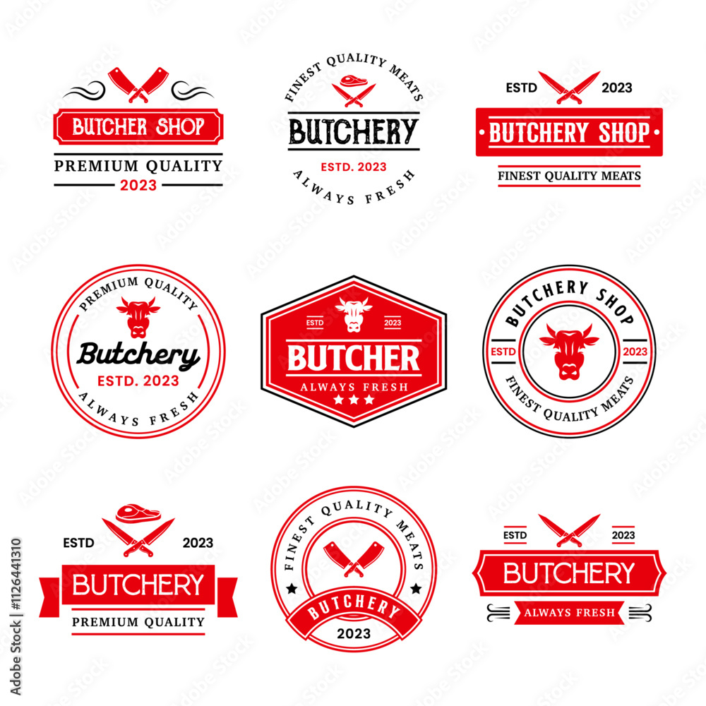 Vintage butchery logo templates collection. Butchery logo ornament logo ...